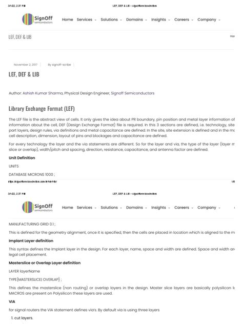 Lef Def And Lib Pdf Computer Engineering Electrical Engineering