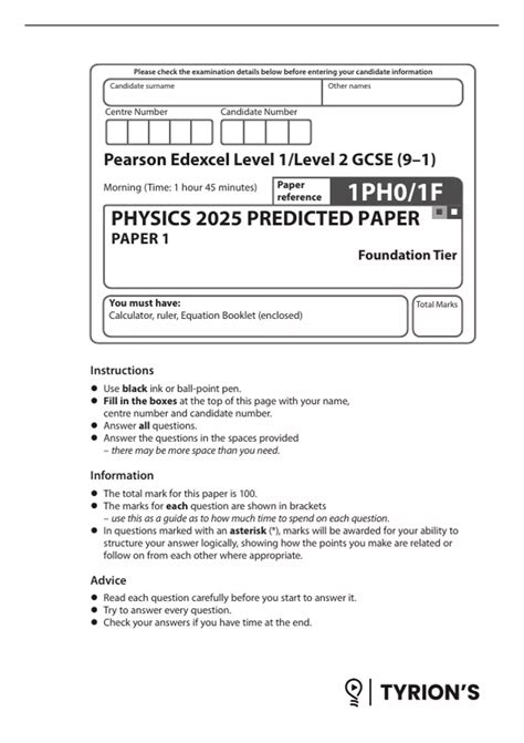 Edexcel Gcse Physics Question Paper 1f 2025 Predicted Predicted Papers 2025 Stuvia Uk