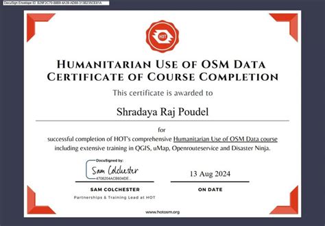 Completed Openstreetmap Course Shradaya Raj Poudel Posted On The