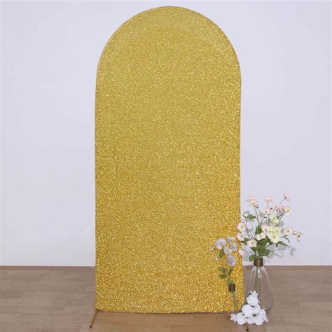 7ft Gold Shimmer Tinsel Wedding Arch Cover Efavormart