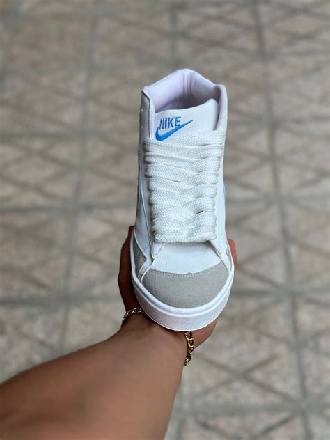 کتونی نایک بلیزر ساقدار سفید آبی آسمانی ۷۲۹ کفش حسام