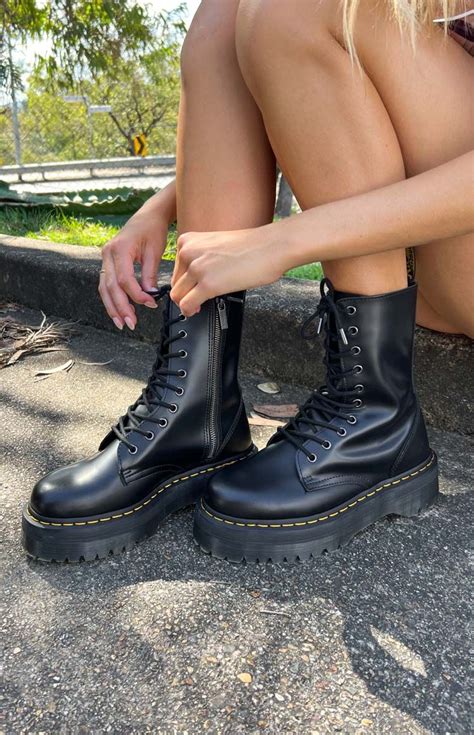 Dr Martens Jadon Hi Polished Smooth Black Boots Trendy Boots Doc