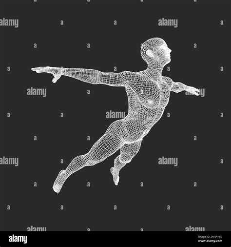 Hovering In Air Man Floating In The Air 3d Model Of Man Human Body Design Element Vector