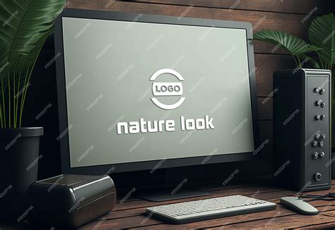 Premium Psd Computer Monitor Logo Mockup