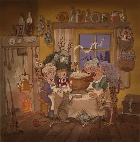 Witches Feast Art Print Magical Kitchen Cauldron Scene Etsy Uk