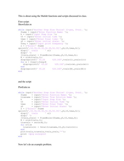 This Is About Using The Matlab Functions And Scripts Discussed