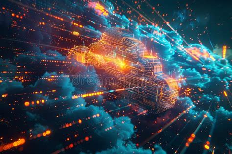 An Abstract Illustration Depicting A Cloud Computing Environment With Digital Elements