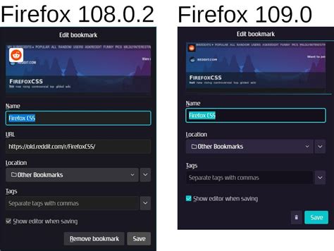 Reveal Url Box In Addedit Bookmark Drop Down Code No Longer Working In Firefox 1090 Rfirefoxcss