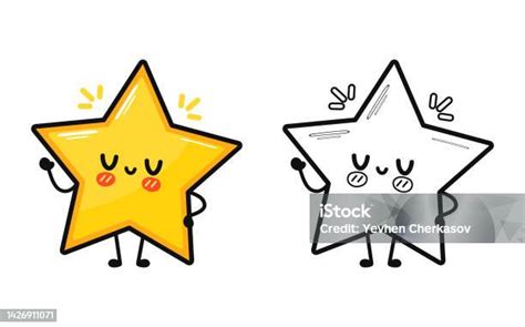 재미 귀여운 해피 스타 캐릭터 번들 세트 벡터 손으로 그린 만화 카와이 캐릭터 일러스트 레이 션 아이콘 귀여운 별 색칠 공부를위한 개요 만화 일러스트 레이 션 0명에 대한
