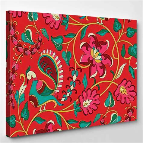 Seamless Fantastic Floral Pattern On Red Fantastic Premium Multi