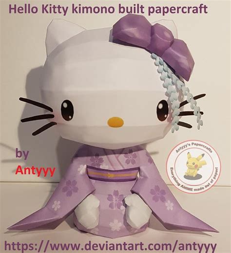 A Hello Kitty Kimono Papercraft 3d Template Made Only Out Of Printed