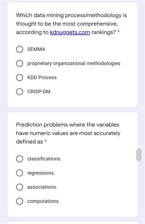 Solved Which Data Mining Processmethodology Is Thought To