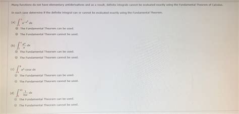 Solved Many Functions Do Not Have Elementary Antiderivatives