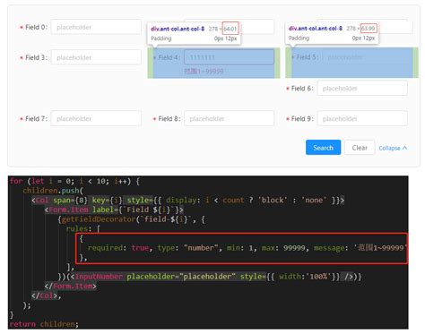 多列栅格式的表单排列方式，增加校验规则，在27英寸屏幕下，会有高度不一问题 · Issue 22282 · Ant Designant