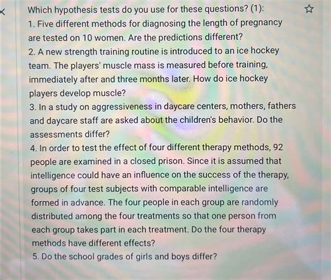 Solved Which Hypothesis Tests Do You Use For These Chegg Com