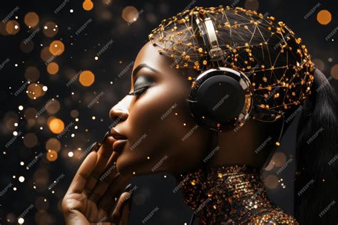 Premium Photo Cybernetic Humanoid With Glowing Brain Implant Holographic Code Wires And Scars