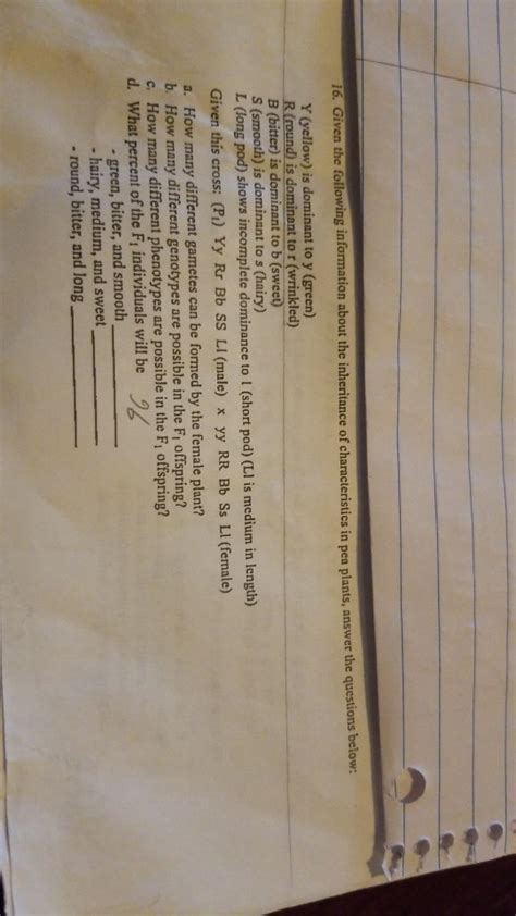 solved given the following information about the inheritance