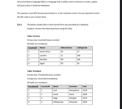 Solved Structured Query Language Sql Is A Language That Is