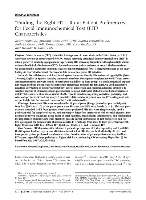 Pdf Finding The Right Fit” Rural Patient Preferences For Fecal