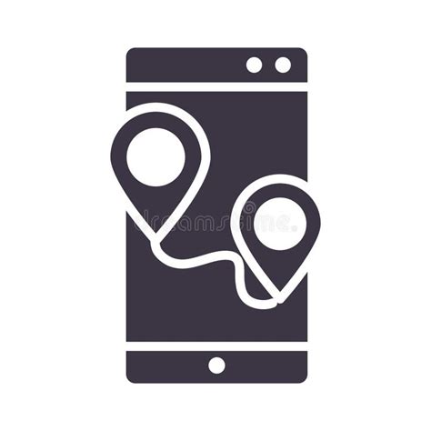 Gps Navigation Tracking Pointer Smartphone Device Technology Thin Line Style Design Icon Stock