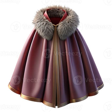 Red Fur Trimmed Cloak With Gold Accents 55328859 Png