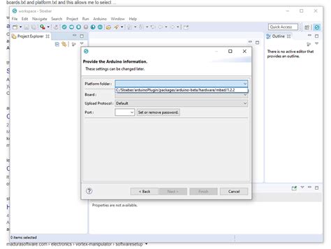 Unable To Select Avr Platform Using Sloeber V43 Ide 1x Arduino Forum