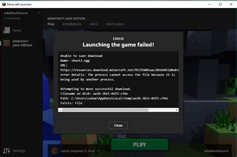 ERROR Launching The Game Failed Windows Java Edition Support Support Minecraft Forum