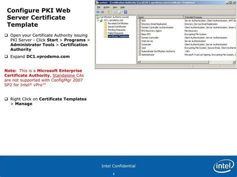 the configure pil web server certificate template is shown in this screenshot