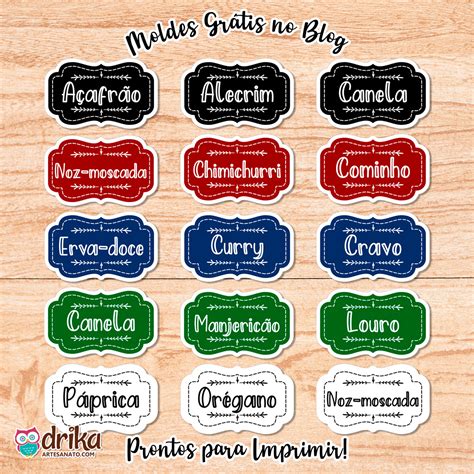Etiquetas Para Temperos Pdf Grátis Para Imprimir E Organizar
