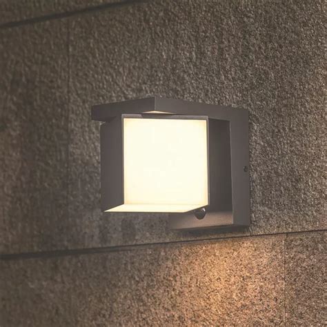 Lutec Prima Outdoor Led Solar Hybrid Wall Light With Pir Sensor Dark