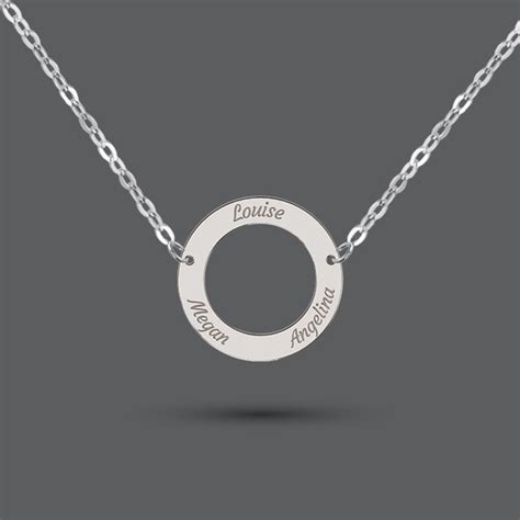 Engravable Sterling Silver Circle Necklace Memi Personalized Jewelry