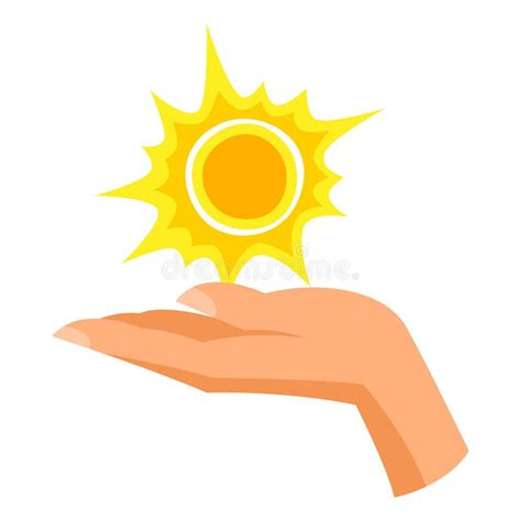 Ilustração Do Sol De Verão Na Mão Imagem Estilizada Do Dia Ensolarado