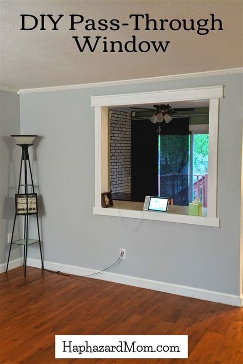 An Empty Room With The Words Diy Pass Through Window