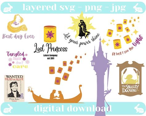 Tangled Svg Bundle Rapunzel Svg Princess Svg Cricut Cut File