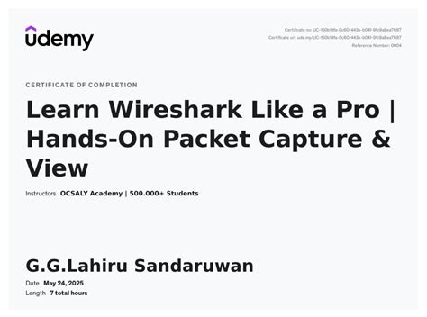🎓 Certified In Learn Wireshark Like A Pro Hands On Packet Capture And View Lahiru Sandaruwan
