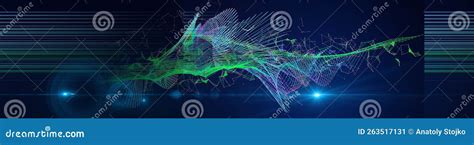 Abstract Background Contain Color Grid In Web With Blurred Lines On Dark Technology D