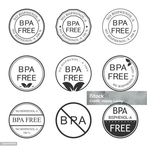 Bpa 비스페놀a 무료 무독성 플라스틱에 대한 플랫 벡터 아이콘입니다 로고 및 배지 0에 대한 스톡 벡터 아트 및 기타 이미지