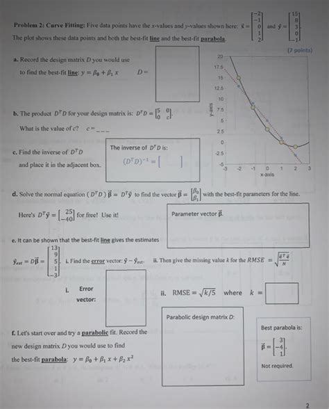 Solved 15 And Y Problem 2 Curve Fitting Five Data Points