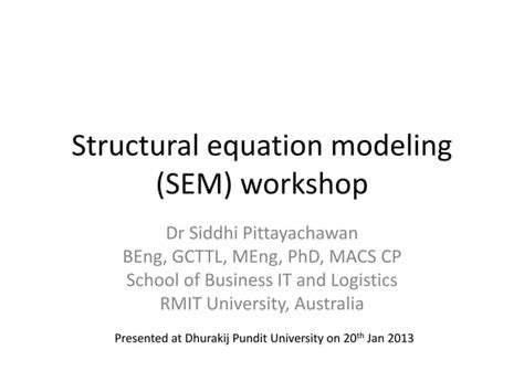Structural Equation Modeling Sem Worksho 2 Pptx