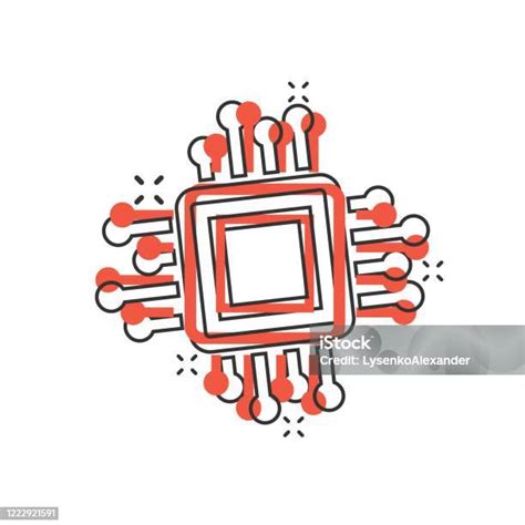 漫畫風格的計算機 Cpu 圖示電路板卡通向量插圖在白色隔離背景主機板晶元飛濺效應經營理念向量圖形及更多中央處理器圖片 中央處理器 主機板 半導體 Istock