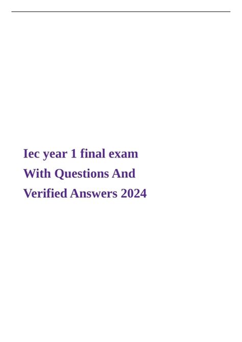 Iec Year Final Exam With Questions And Verified Answers Iec Stuvia US