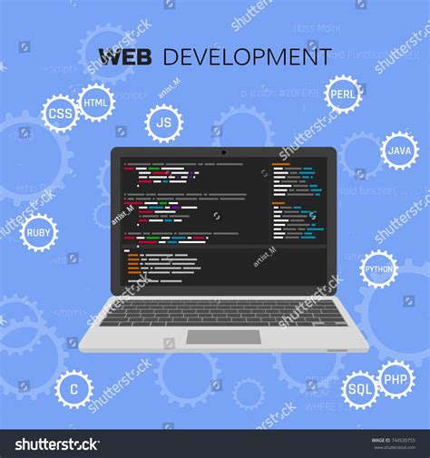 Programming Coding Programming Languages Web Development Stock Vector Royalty Free 744530755
