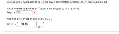Solved Use Lagrange Multipliers To Solve The Given Chegg