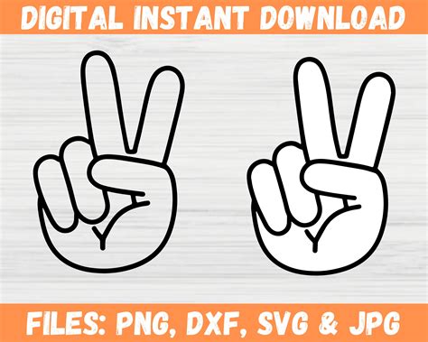 Peace Sign Hand Svg Cut File Peace Out Two Finger Clipart For Cricut