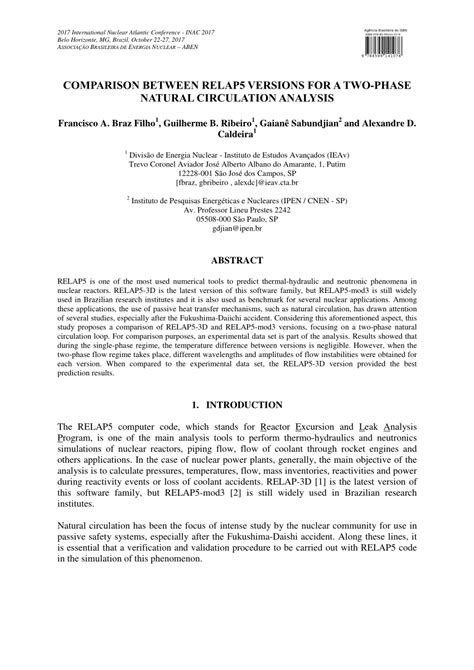 Pdf Comparison Between Relap5 Versions For A Two Phase Natural