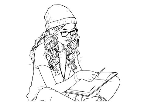 Coloriage Fille Adolescente Télécharger Et Imprimer Gratuit Sur