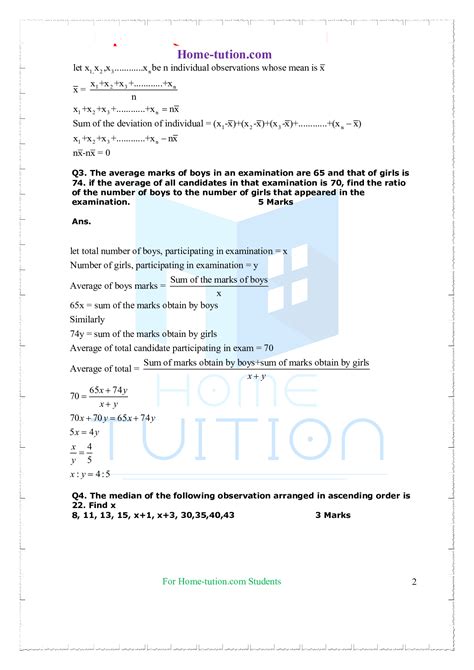 Important Questions For Class 9 Maths Chapter 14 Statistics With Solutions