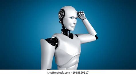 Thinking Ai Humanoid Robot Analyzing Information Data Images Stock Photos D Objects