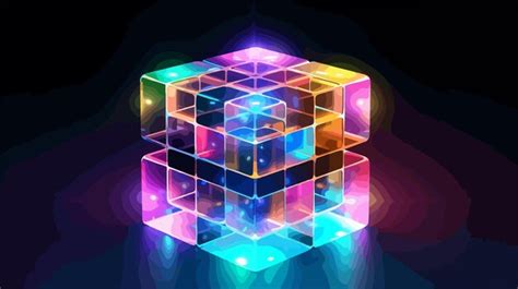 Twisted Shiny Cube With Lights Effect Premium Ai Generated Vector