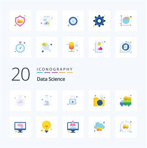 20 Data Science Flat Color Icon Pack Like Big Data Infrastructure Lock